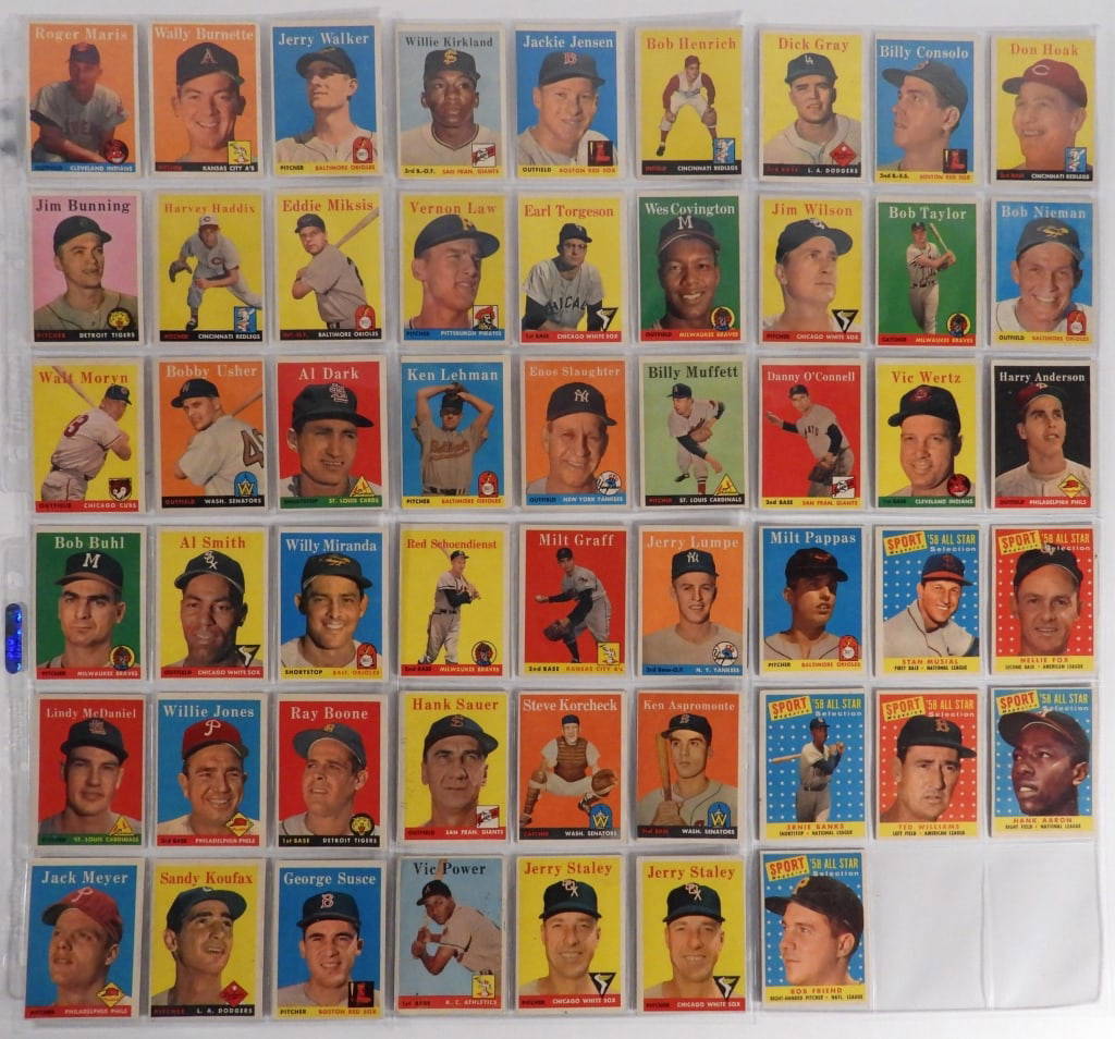 52pc 1958 Topps Baseball Card Group Incl. Maris Rc Auction