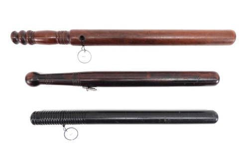 2pc Tower Turned Wood Police Day Sticks Auction