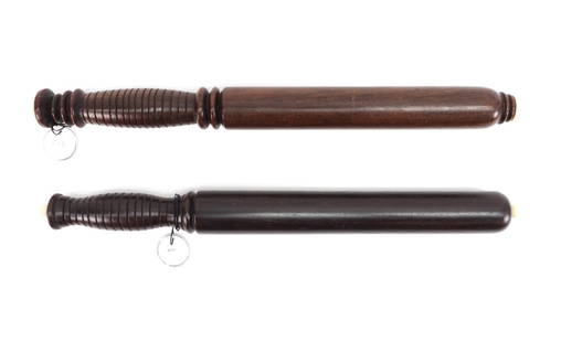 2pc Tower Turned Wood Police Day Sticks Auction