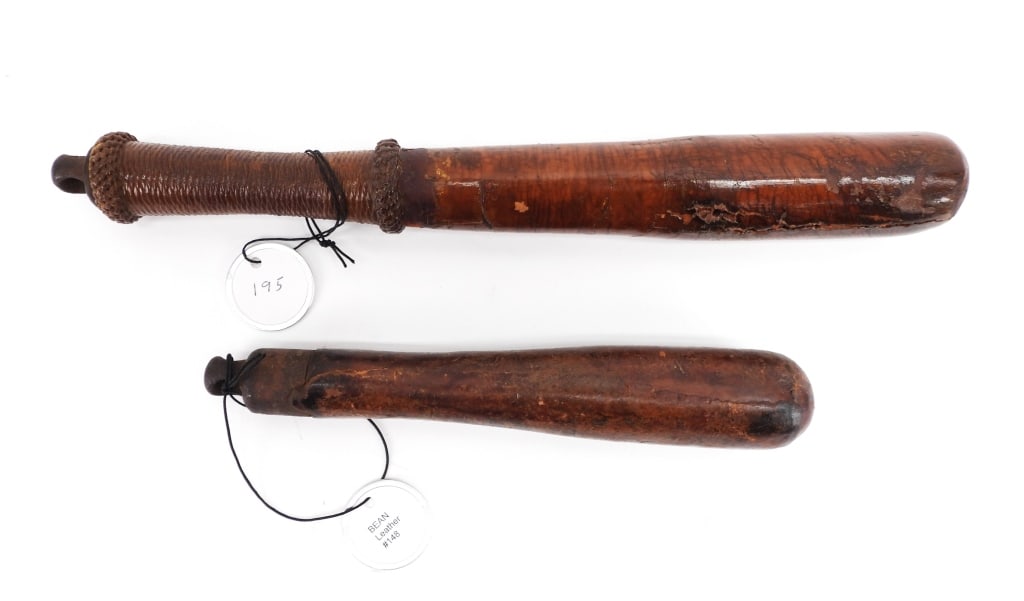 2pc Bean Leather & Steel Police Billy Clubs Auction