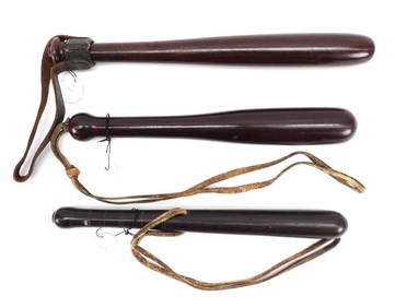 3pc Antique Rosewood Police Billy Clubs