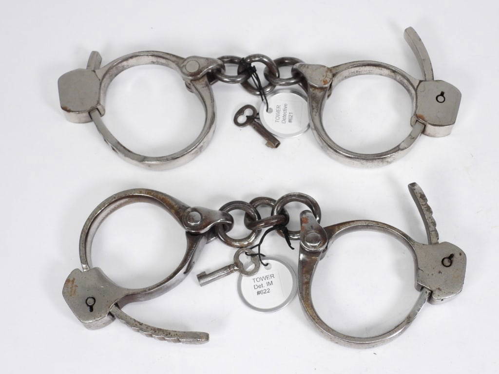 2pc Tower Detective Steel Handcuffs Auction