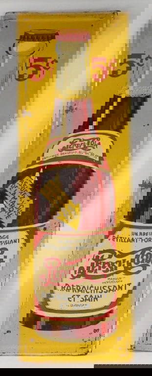 Canadian French Pepsi Cola Tin Advertising Sign Auction