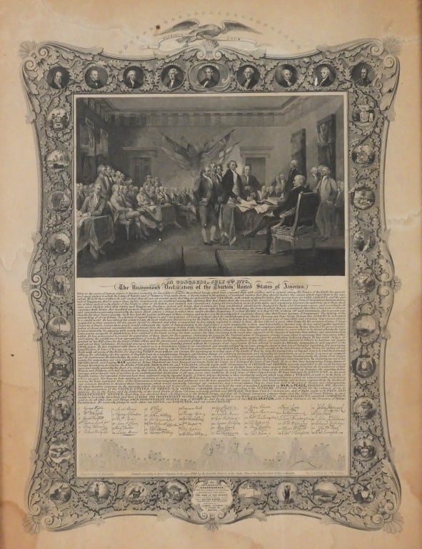 1841 Declaration Of Independence Engraving Auction