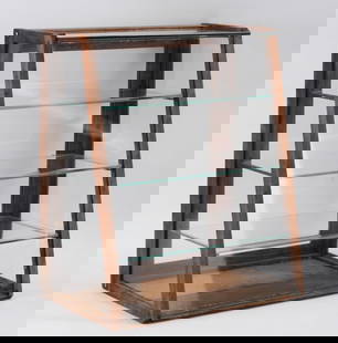 Oak Glass Countertop Advertising Display Case Pens Auction