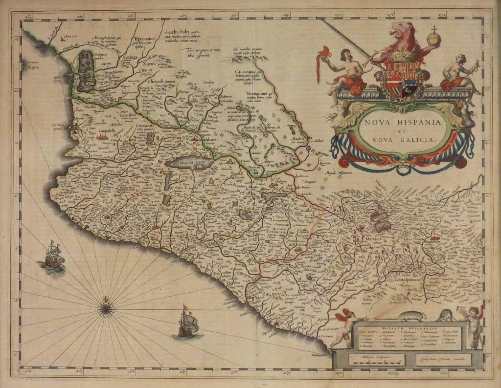 17c. Willem Blaeu Map Of Mexico Auction