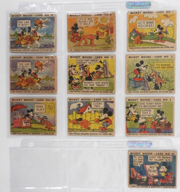 10pc 1935 Gum Inc. Mickey Mouse Trading Cards Auction