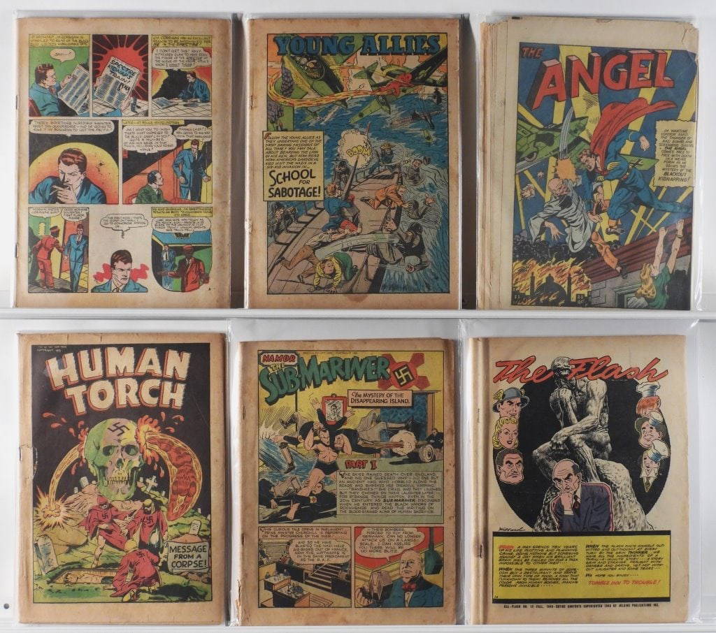 6 Dc Timely Comics Golden Age Coverless Hero Group Auction