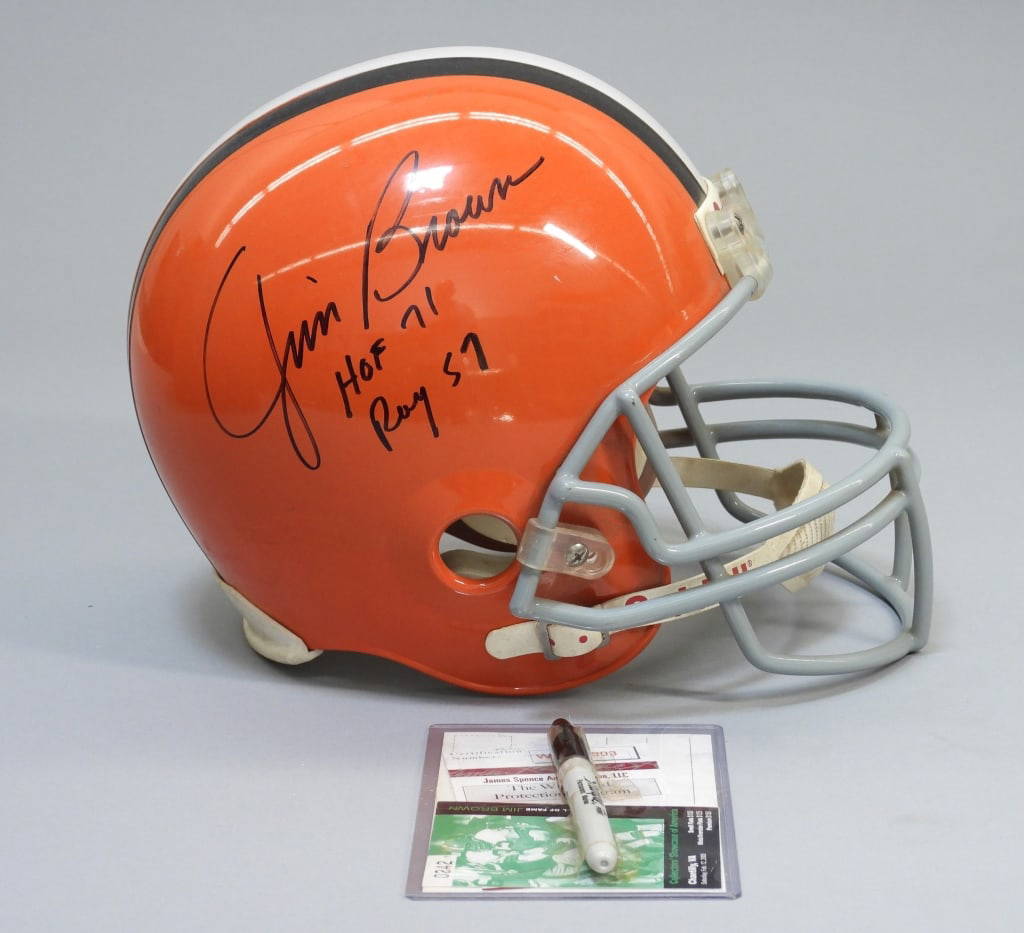 Jim Brown Hof Signed Football Helmet W/ Cert Auction