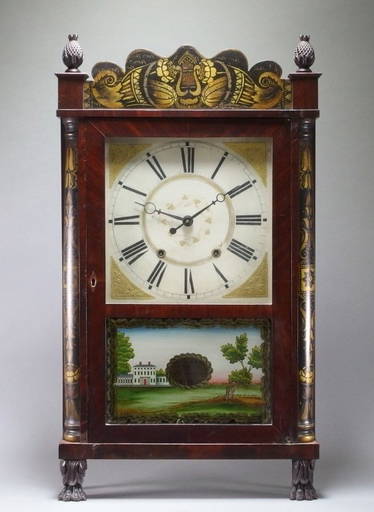 19c Eli Terry Reverse Painted Shelf Clock