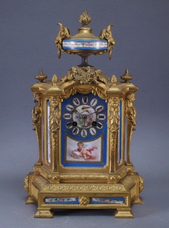 Phillipe H. Mourey French Gilt Bronze Mantle Clock
