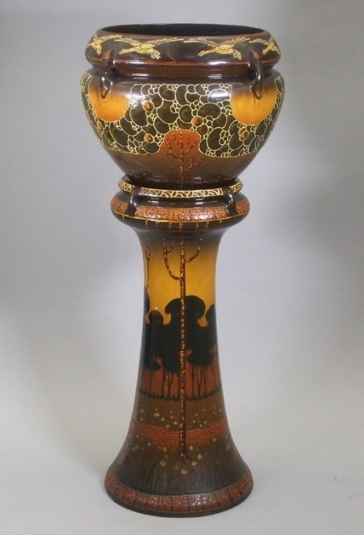 Roseville Pottery Harry Rhead Jardiniere Pedestal