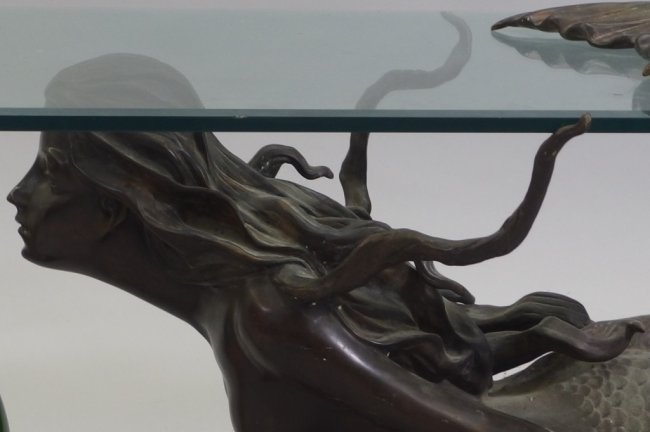 3/4 Life Size Bronze Mermaid & Glass Coffee Table : Lot 99