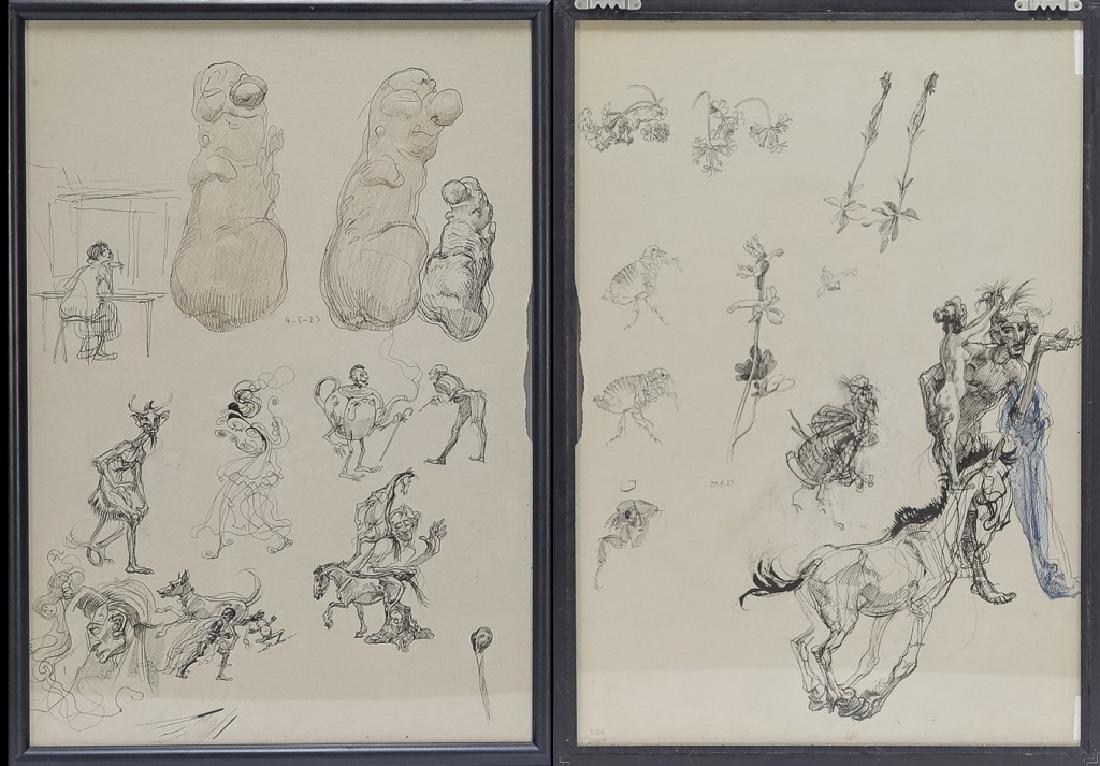 Heinrich Kley Double Sided Pen & Ink Drawing