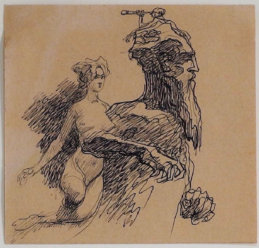 Heinrich Kley Mythological Pen & Ink Drawing