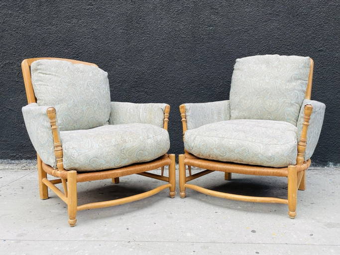 Pair of Country Rush Lounge Chairs by Charles Pollock Reproductions ...