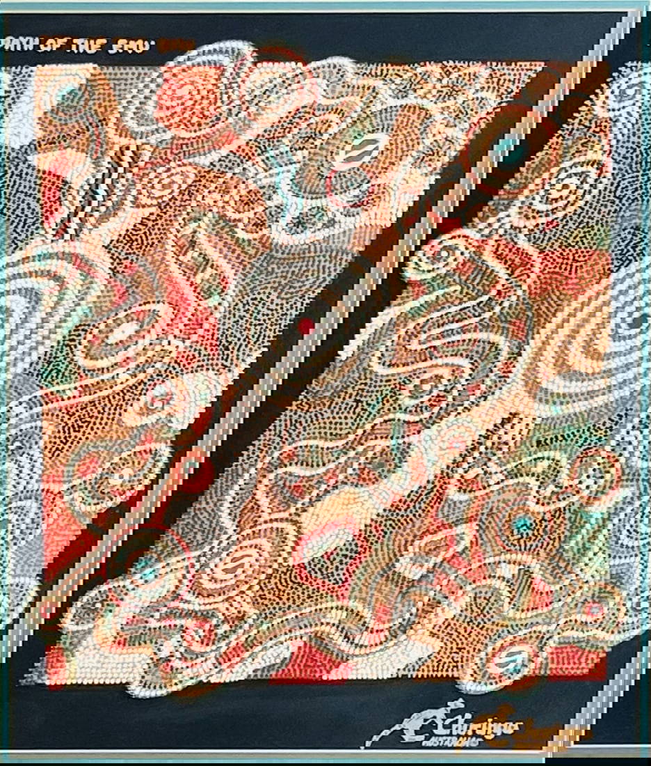 Australian Aboriginal Art Titled "path Of The Emu" Churinga Australia ...