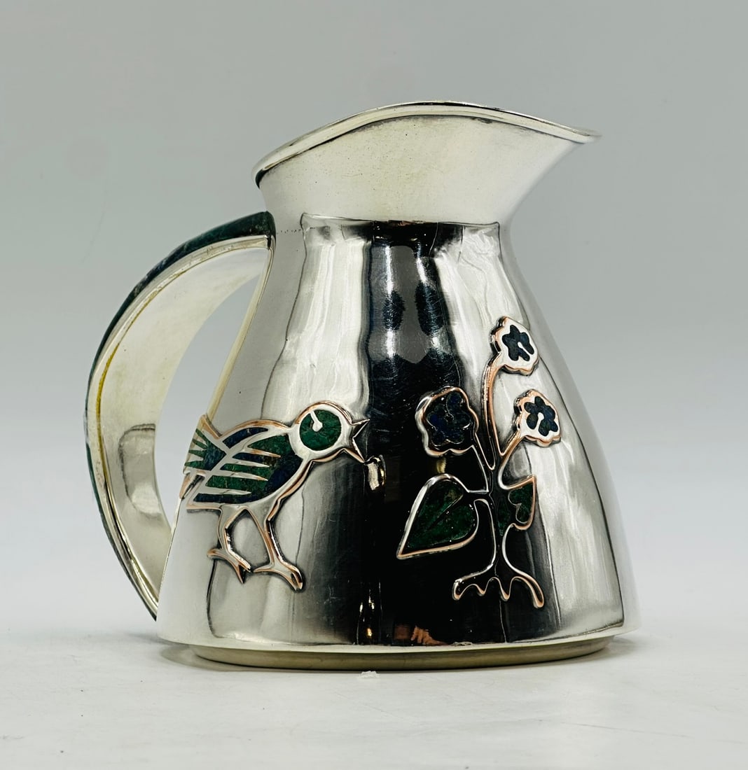 Los Castillo Silver & Malachite Pitcher Jug, Mexico 1960s Auction