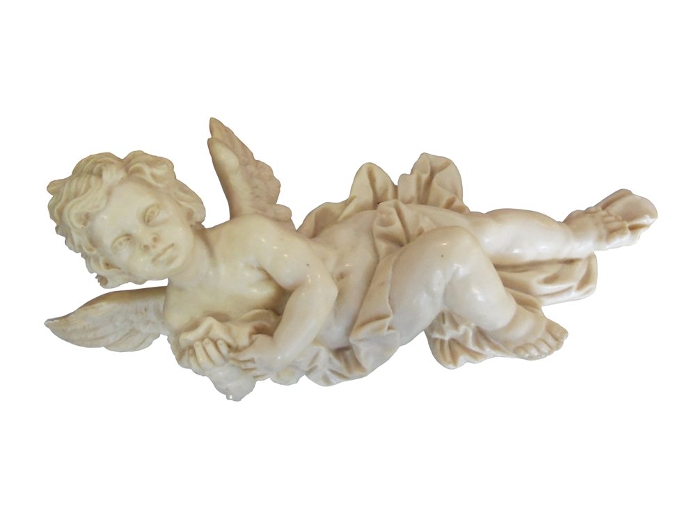Alabaster Angel Sculpture by A. Santini of Italy