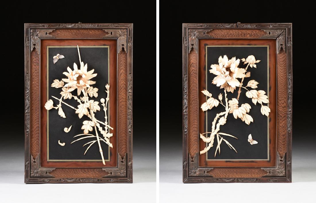A PAIR OF JAPANESE MEIJI PERIOD HARDWOOD SHIBAYAMA