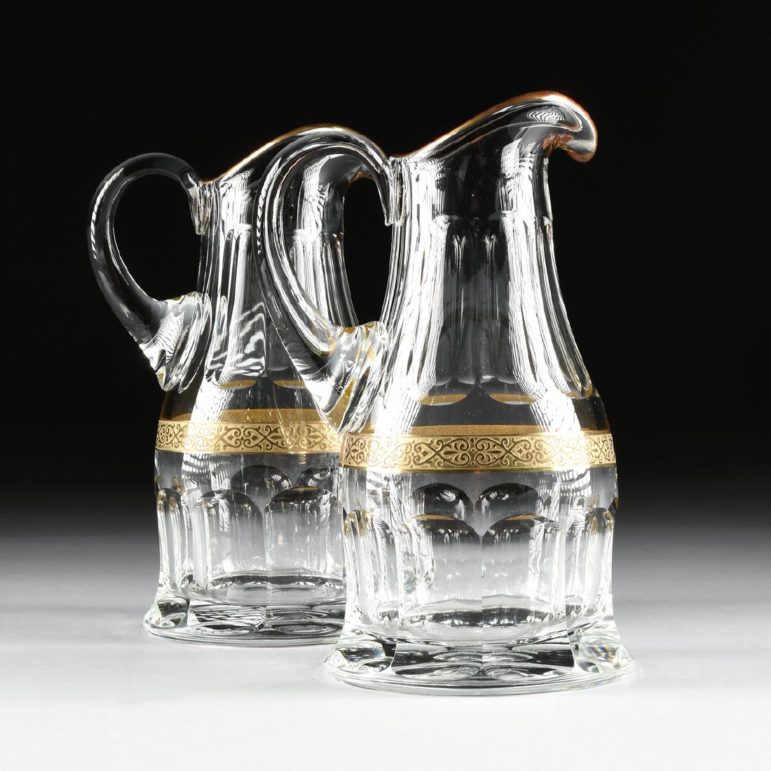 A PAIR OF MOSER CUT CRYSTAL PITCHERS IN THE "ADELA
