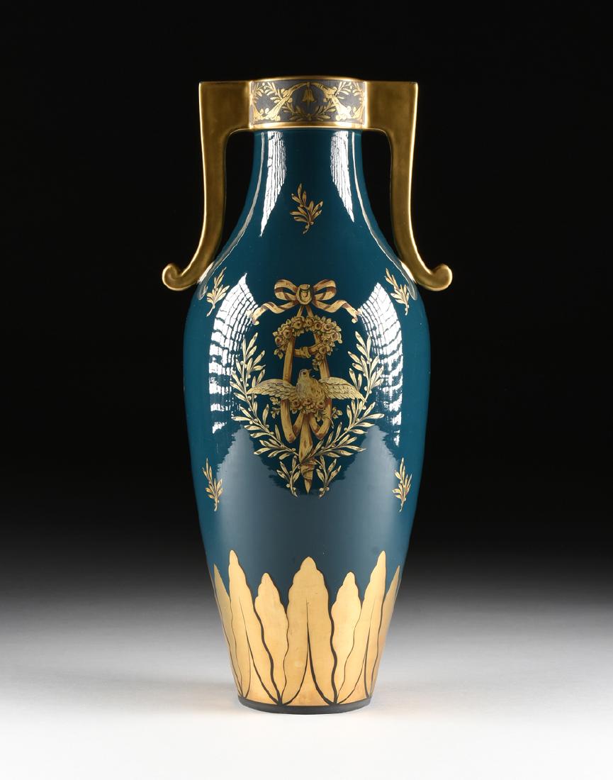 A LARGE JAGET & PINON GILT DECORATED FAIENCE VASE, - Feb 11, 2018 ...