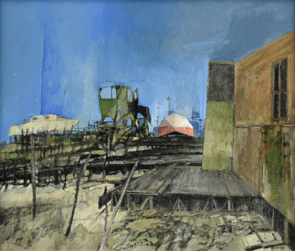 GEORGE GRAMMER (American/Texas 1928-2019) A PAINTING, "Old Car and ...