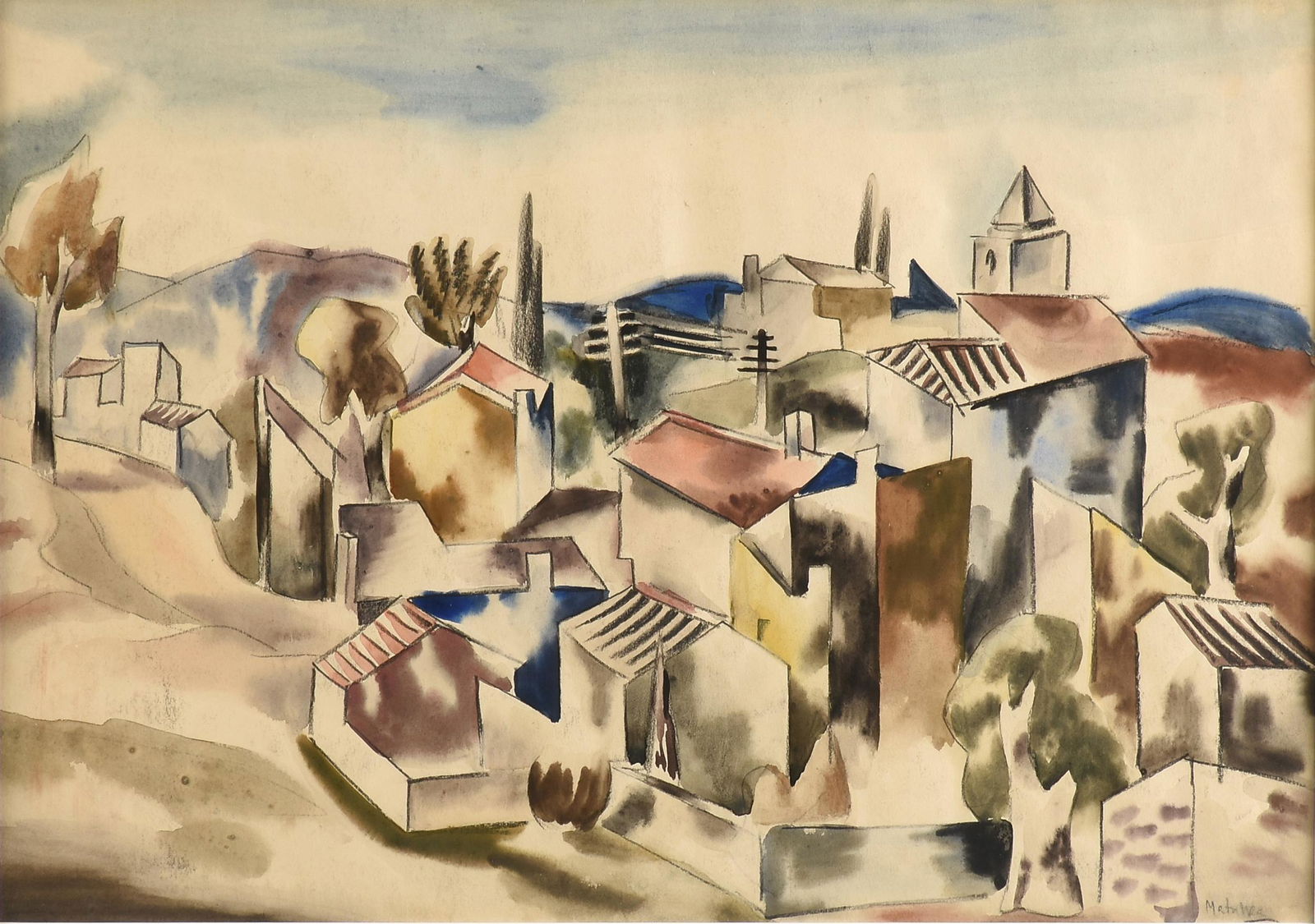 JAN MATULKA (Czech/American 1890-1972) A PAINTING, "Townscape," - May ...
