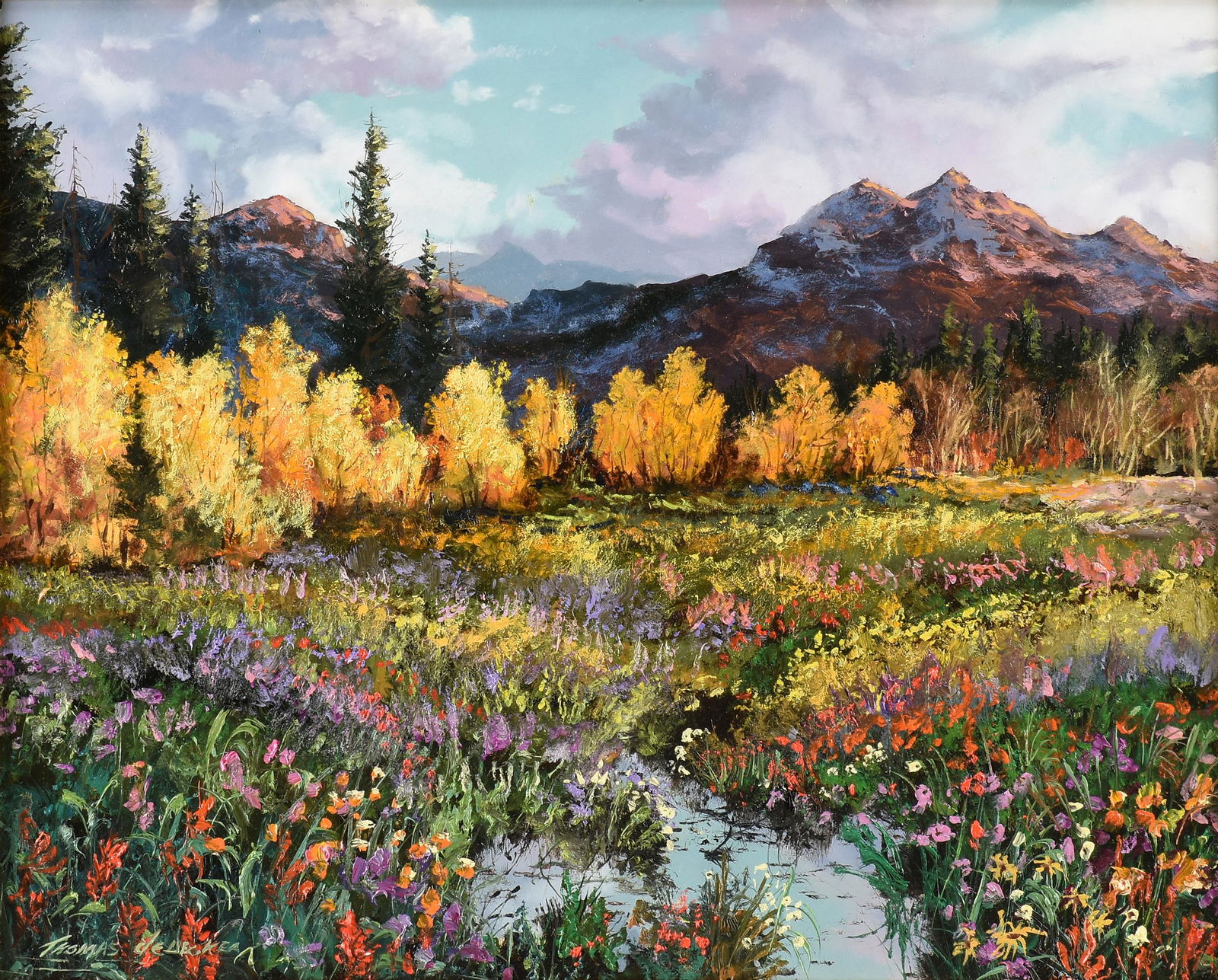 THOMAS DE DECKER (American b. 1951) A PAINTING, "Fall Aspens," 2022 ...
