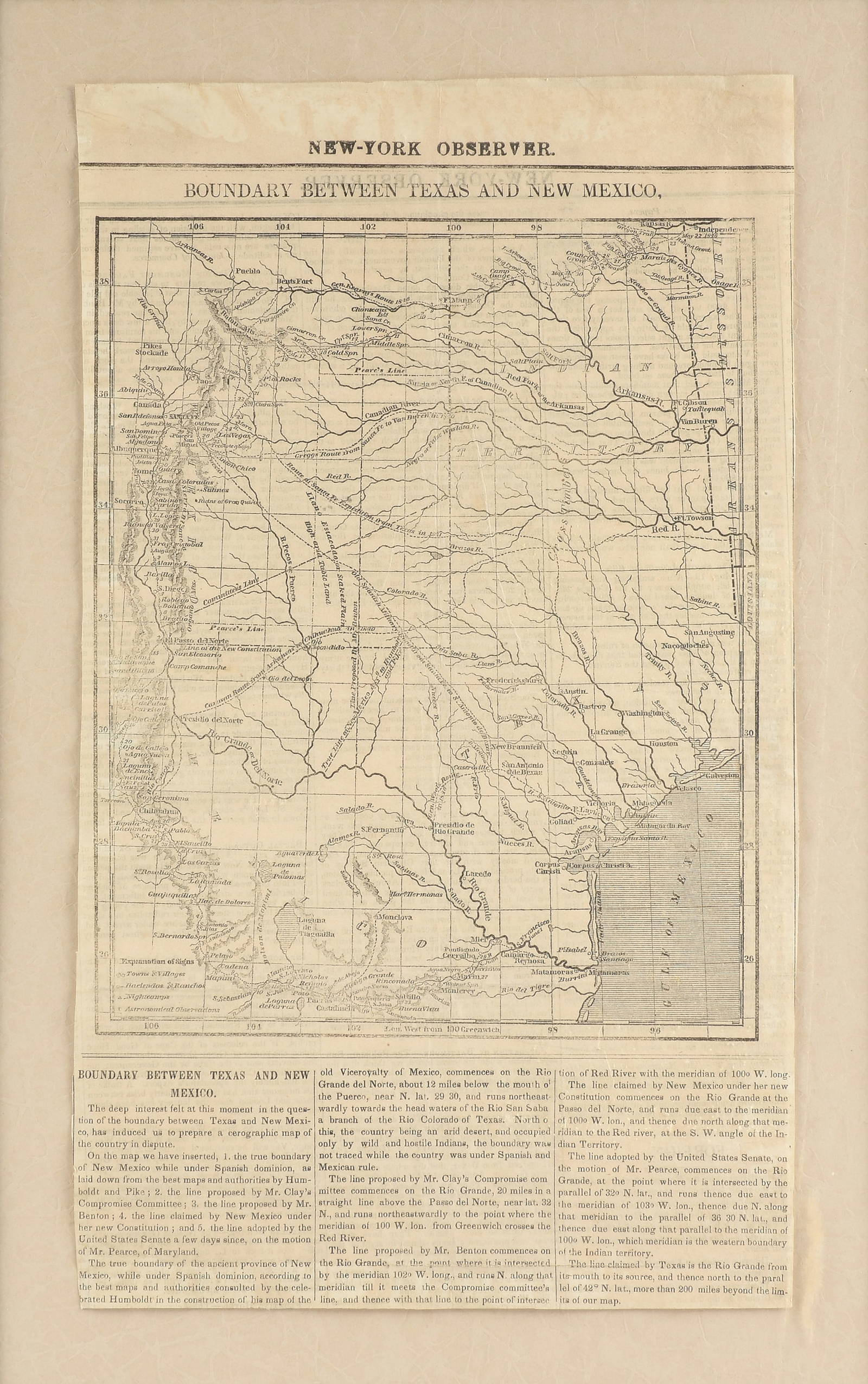 Sidney Edwards Morse (1794-1871) A Compromise Of 1850 Map, "boundary ...