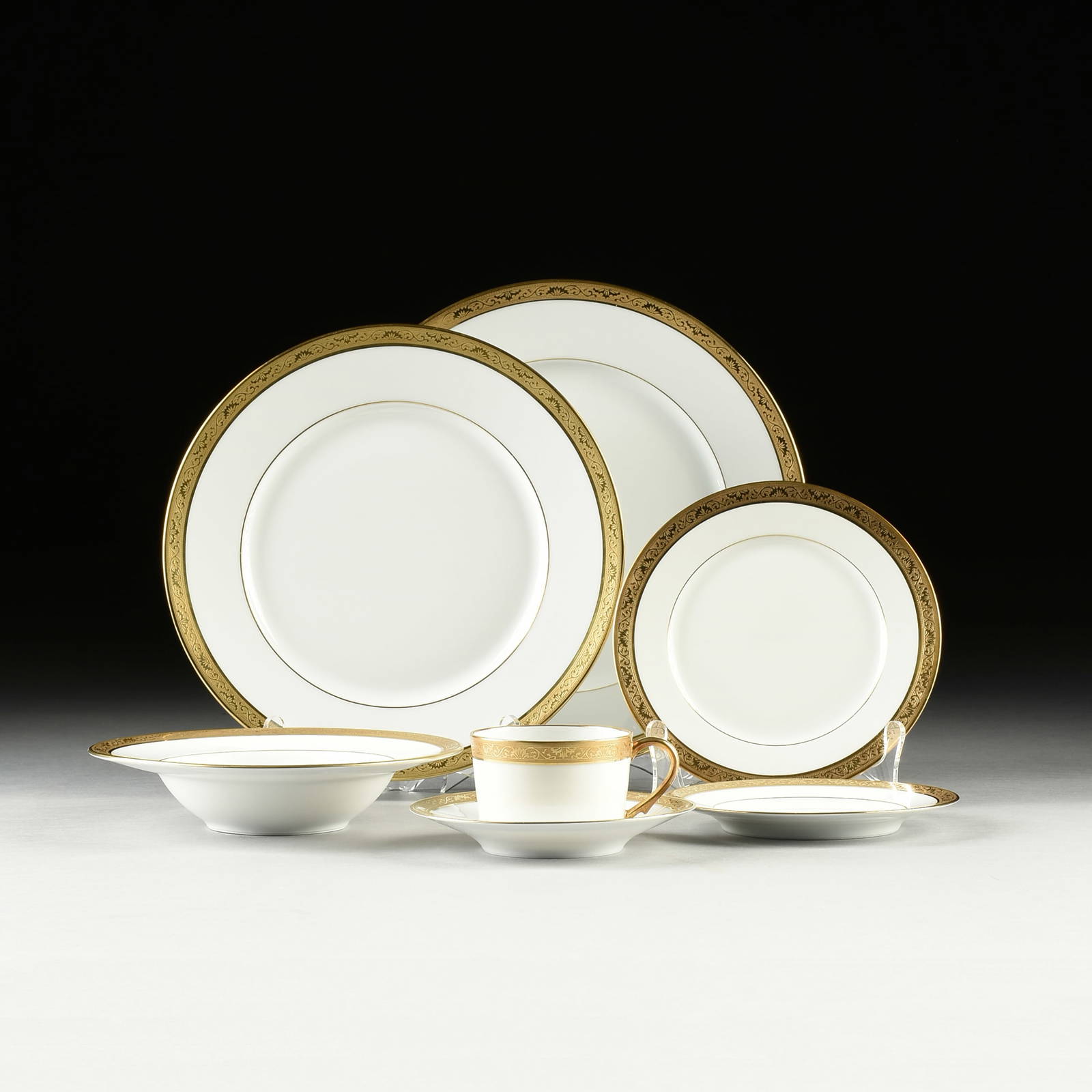 Ninety-eight Piece A. Raynaud Et Cie. Gilt Porcelain Dinner Service For ...