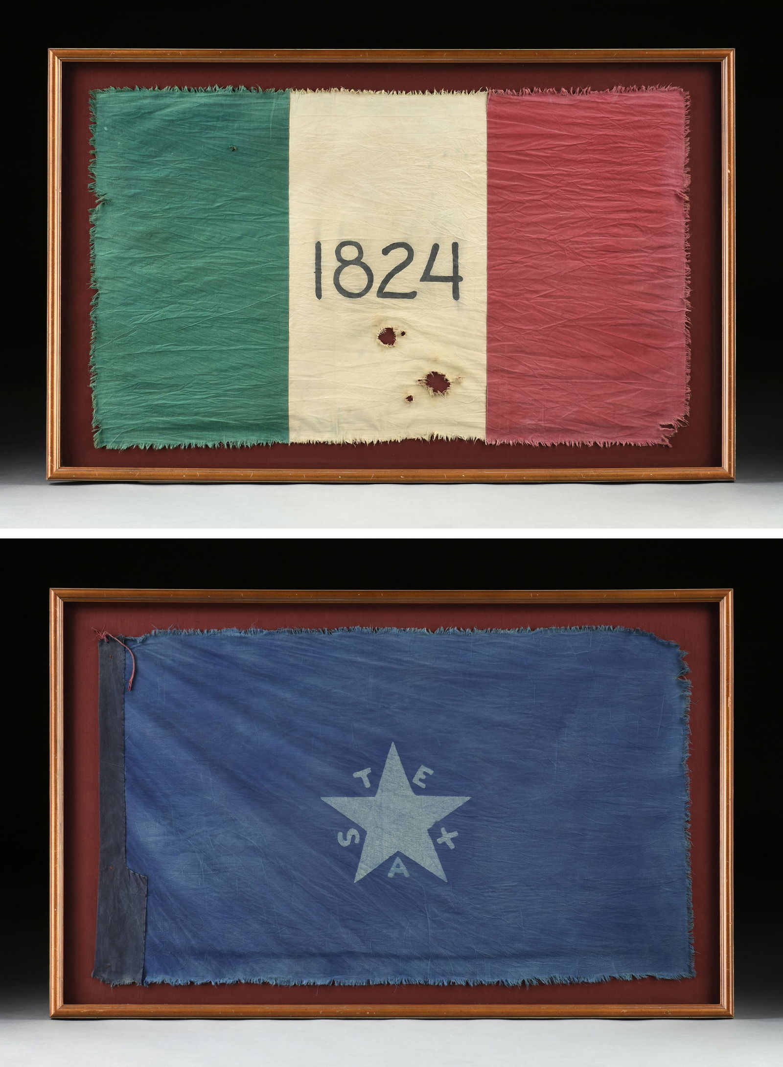Three Commemorative Texas Flags Including The Alamo Flag, The First ...