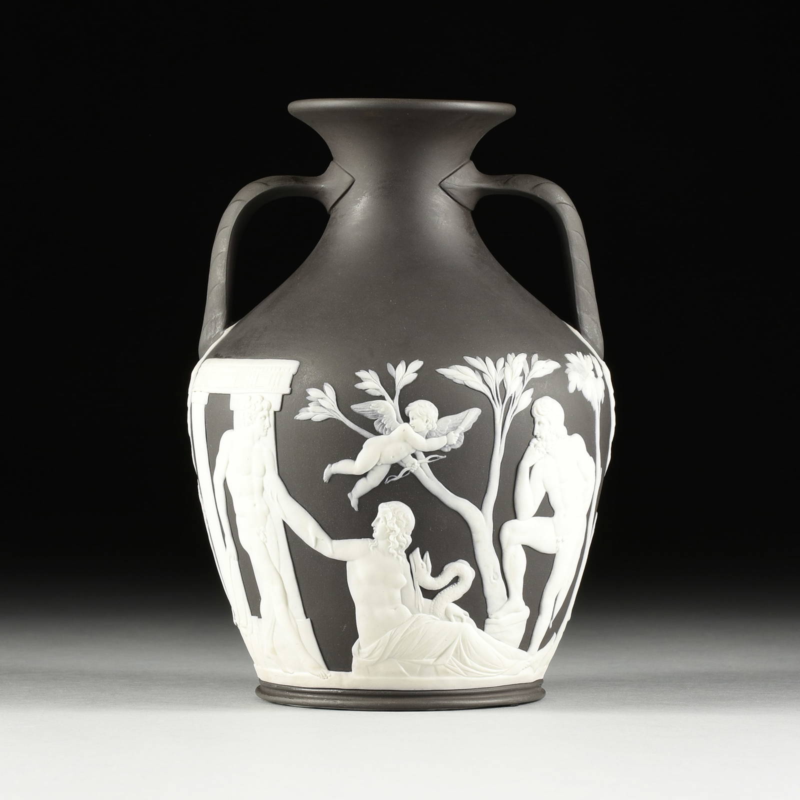 A Wedgwood Black Basalt Cameo Vase, "the Portland Vase," English, Circa ...