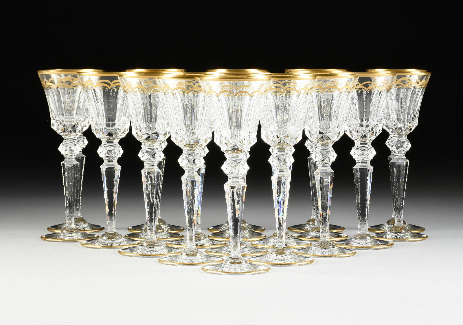 Twenty Saint Louis Cut Crystal Burgundy Wine Glasses, "excellence ...