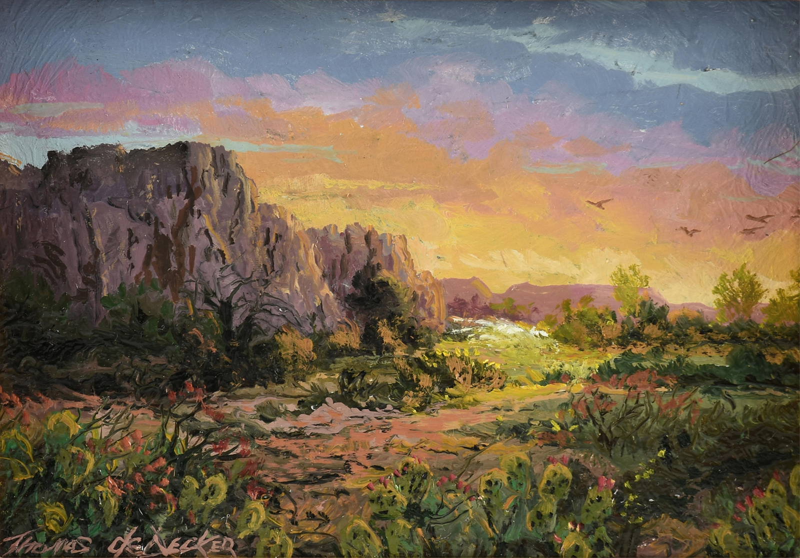 Thomas De Decker (american B. 1951) A Painting, "new Mexico Landscape ...