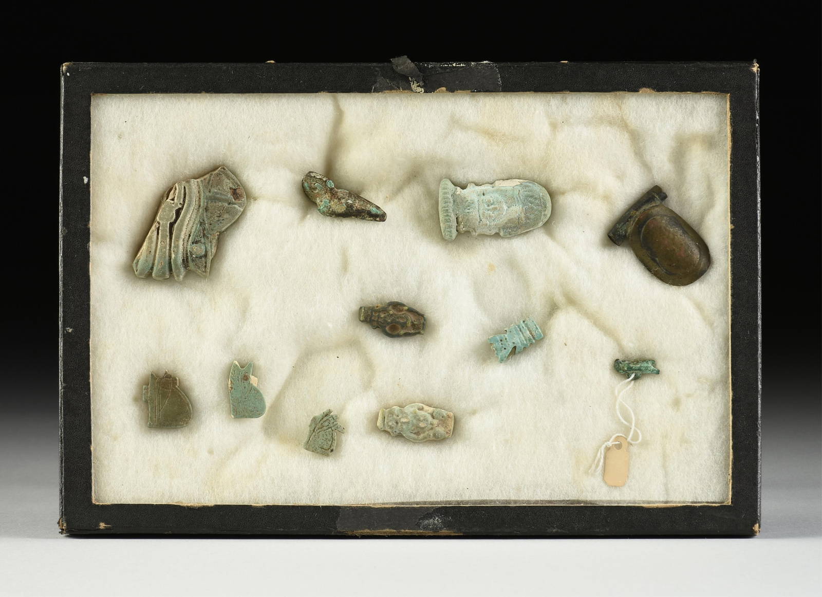 Eleven Ancient Egyptian Faience, Alloy And Stone Amulets, Eyes Of Ra ...