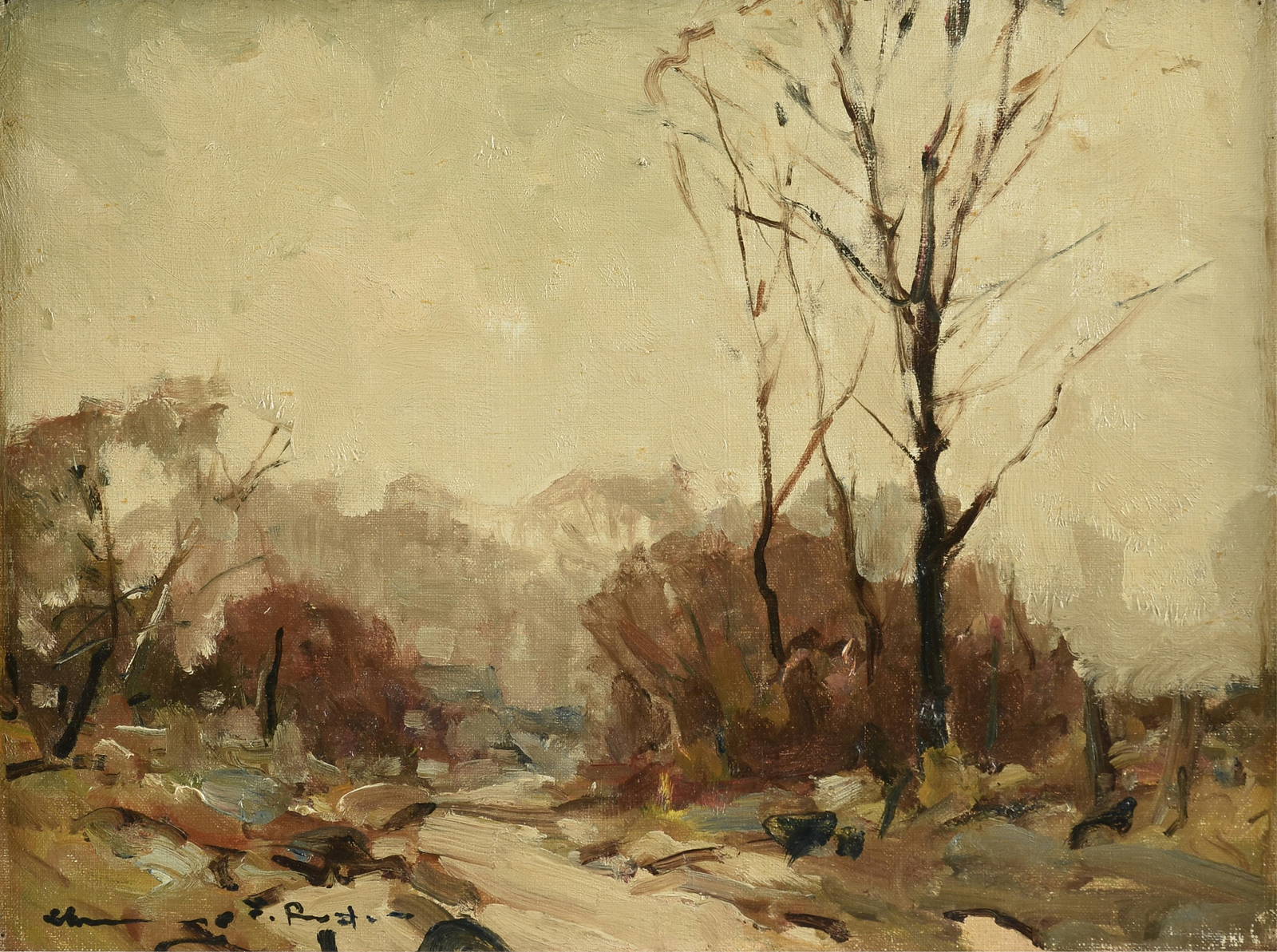 Chauncey Foster Ryder (american 1868-1949) A Painting, "rainy Day In ...