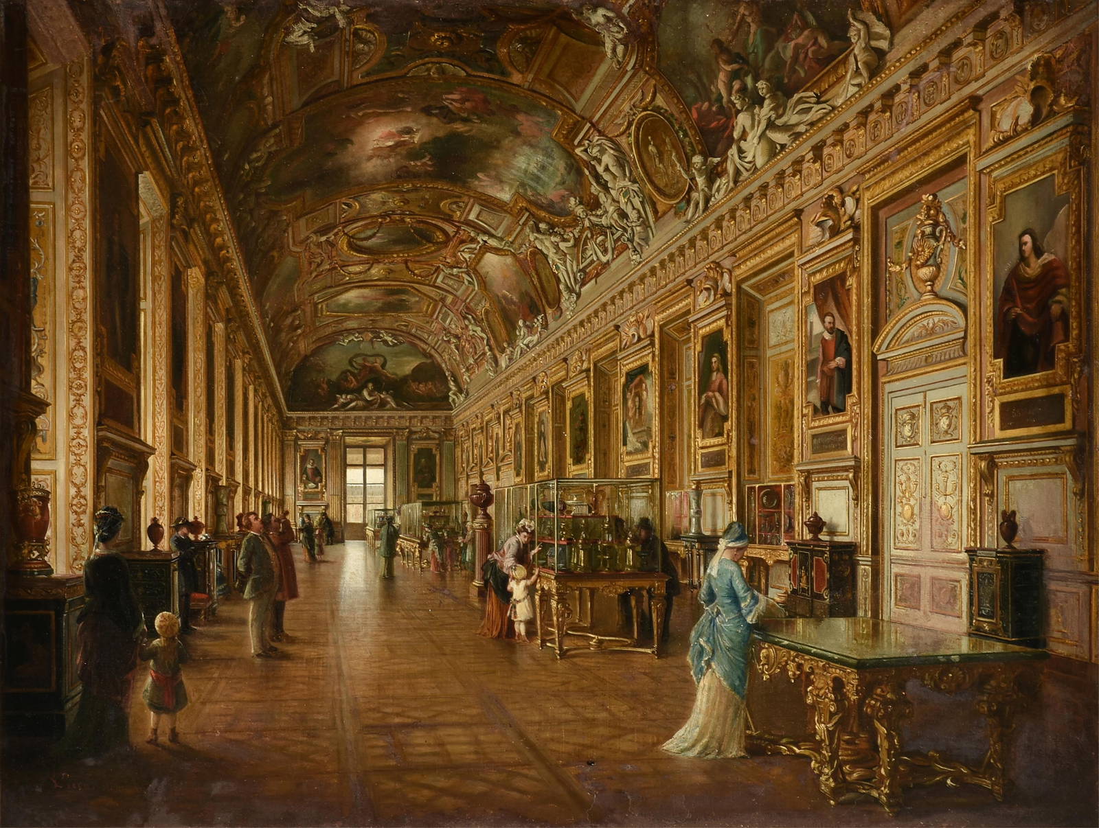 Eugène Charles Picou (french 1831-1914) "apollo Gallery - Louvre," 1876 ...