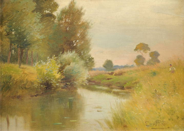Ernest Parton (american 1845 1933) A Painting, "river