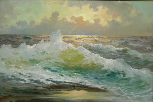 84: M. RINALDI (Italian 19th Century) A painting, "Wave - Apr 02, 2006 ...