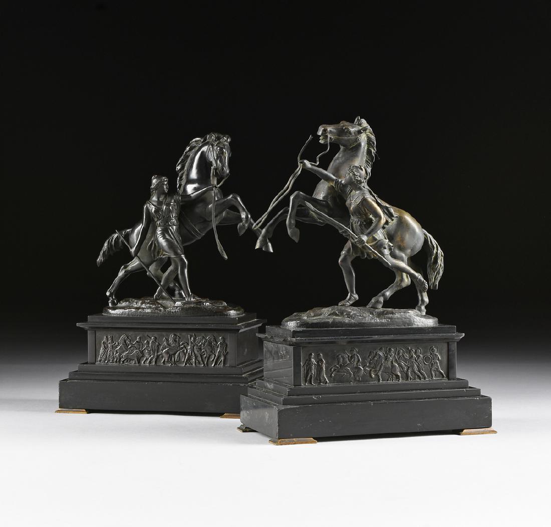 A PAIR OF BALDUC FRERES (attributed) PATINATED METAL