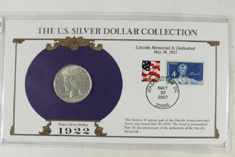1922 Peace Silver Dollar & Stamp Set