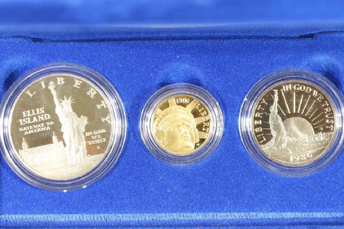 GOLD & SILVER 1986 STATUE OF LIBERTY 3 COIN SET