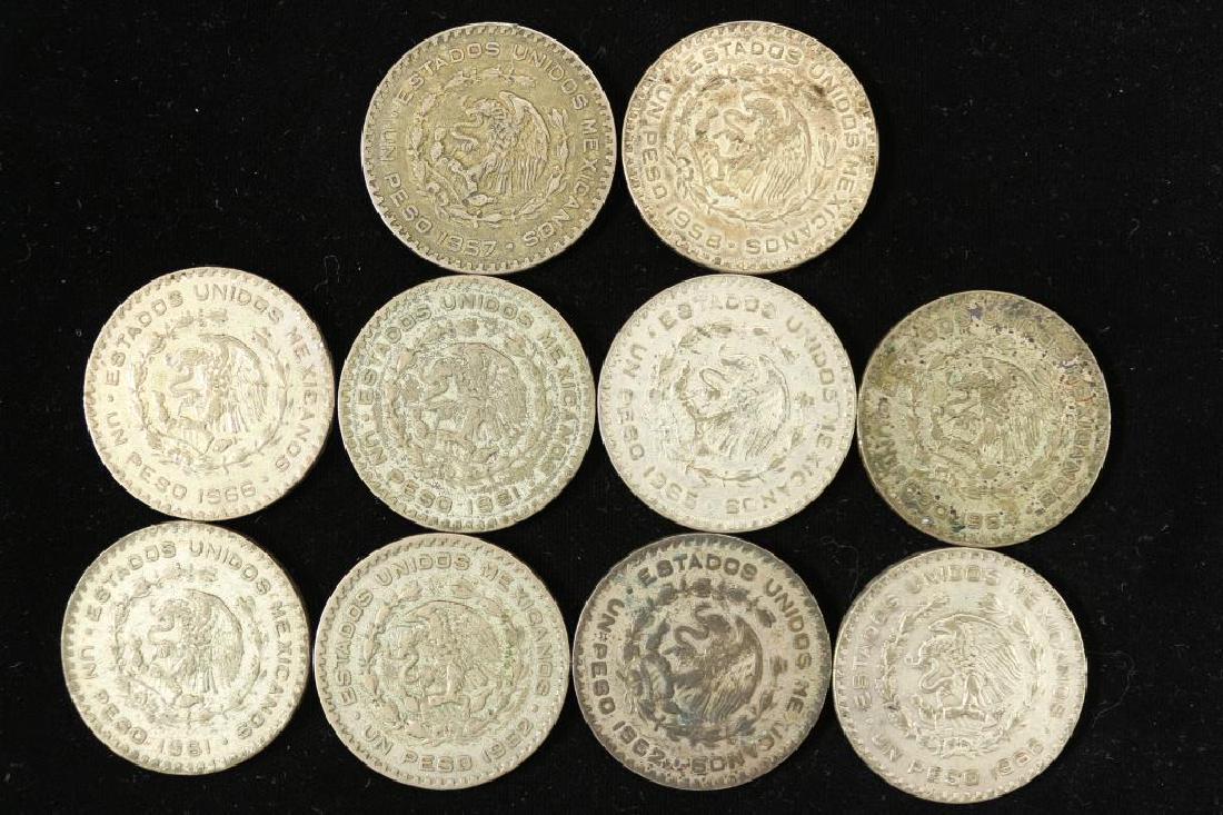 10 Assorted 1957 66 Mexico .100 Silver Pesos
