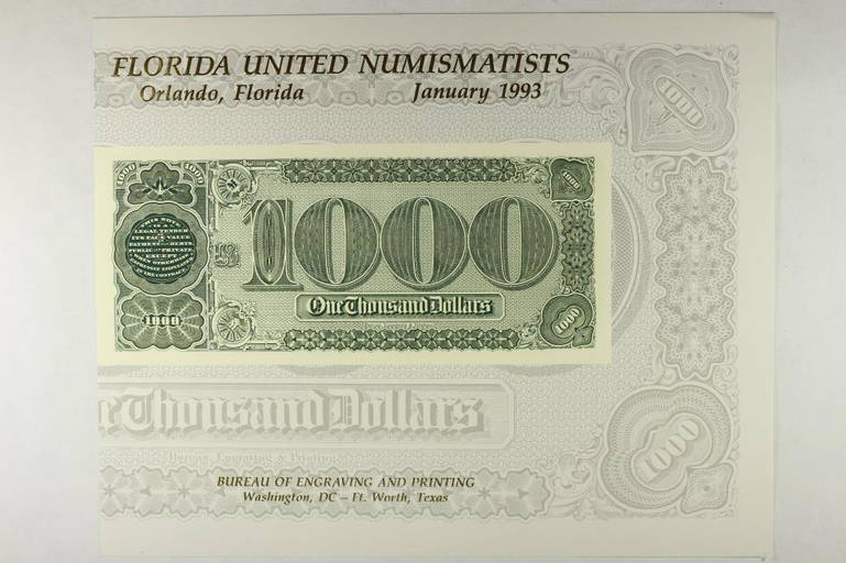 Copy Of $1000 Treasury / Coin Note Of 1890