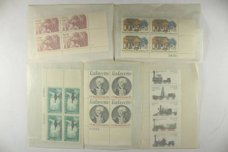 5 Assorted Us Postage Blocks 1 4 Cent, 2 13 Cent,