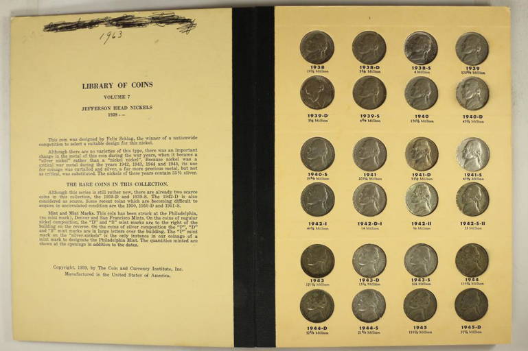 Complete Vintage 1959 Library Of Coins Jefferson