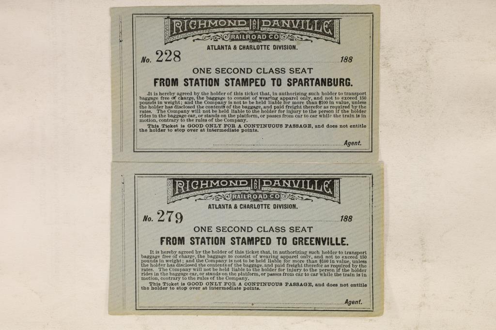 2 Circa 1880's Richmond And Danville Railroad