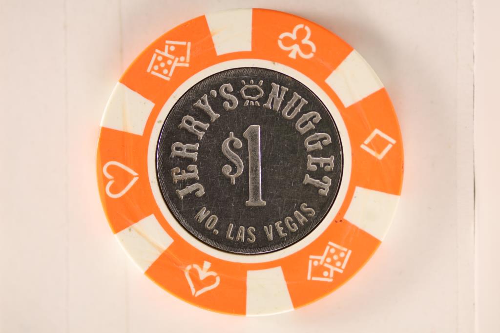$1 Jerry's Nugget Casino Chip With Metal Insert