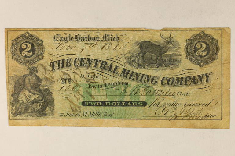 1864 CENTRAL MINING COMPANY $2 OBSOLETE BANK NOTE (#0240) on Jan 02 ...